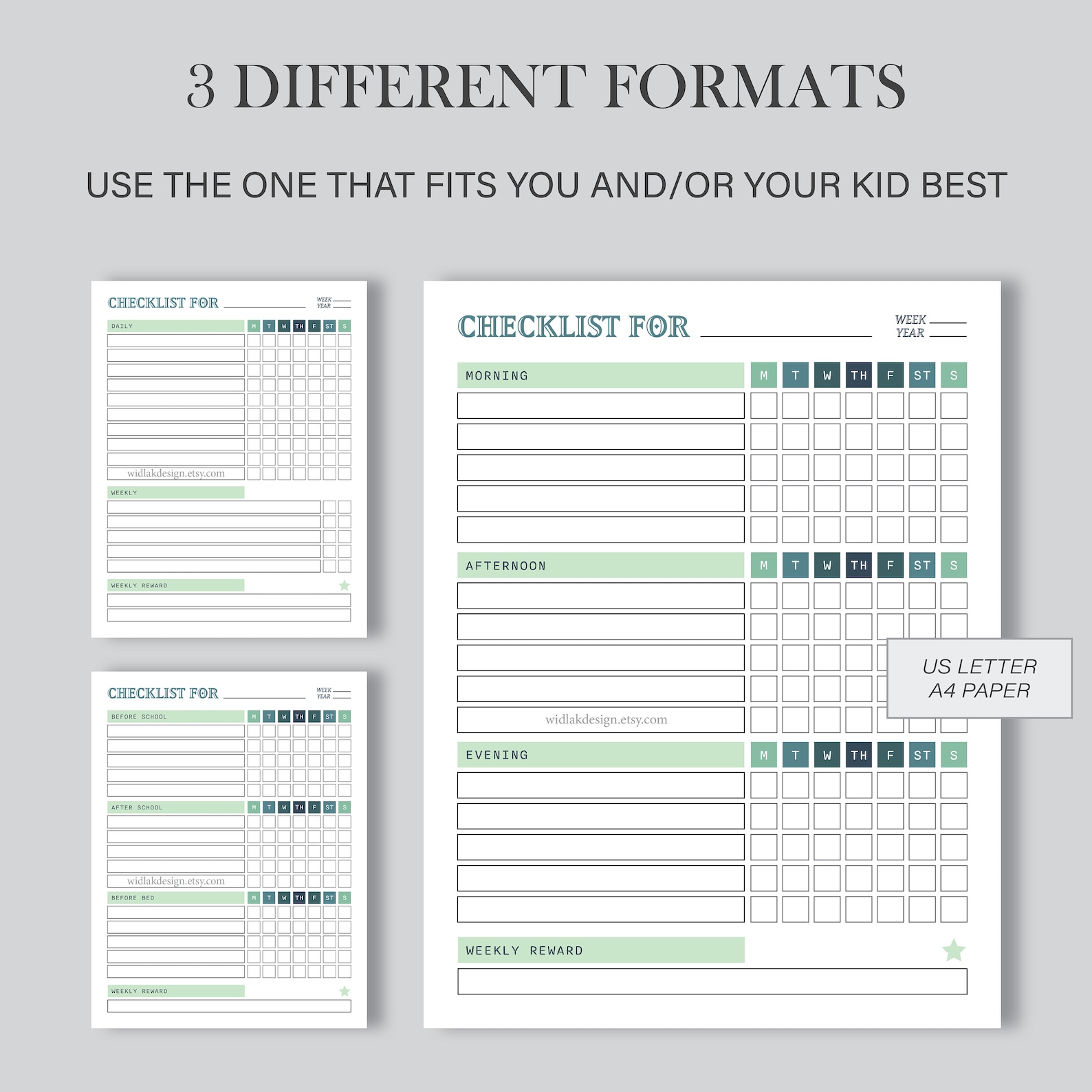 Printable Chore Checklist for Kids & Adults (US LETTER, A4) - Etsy