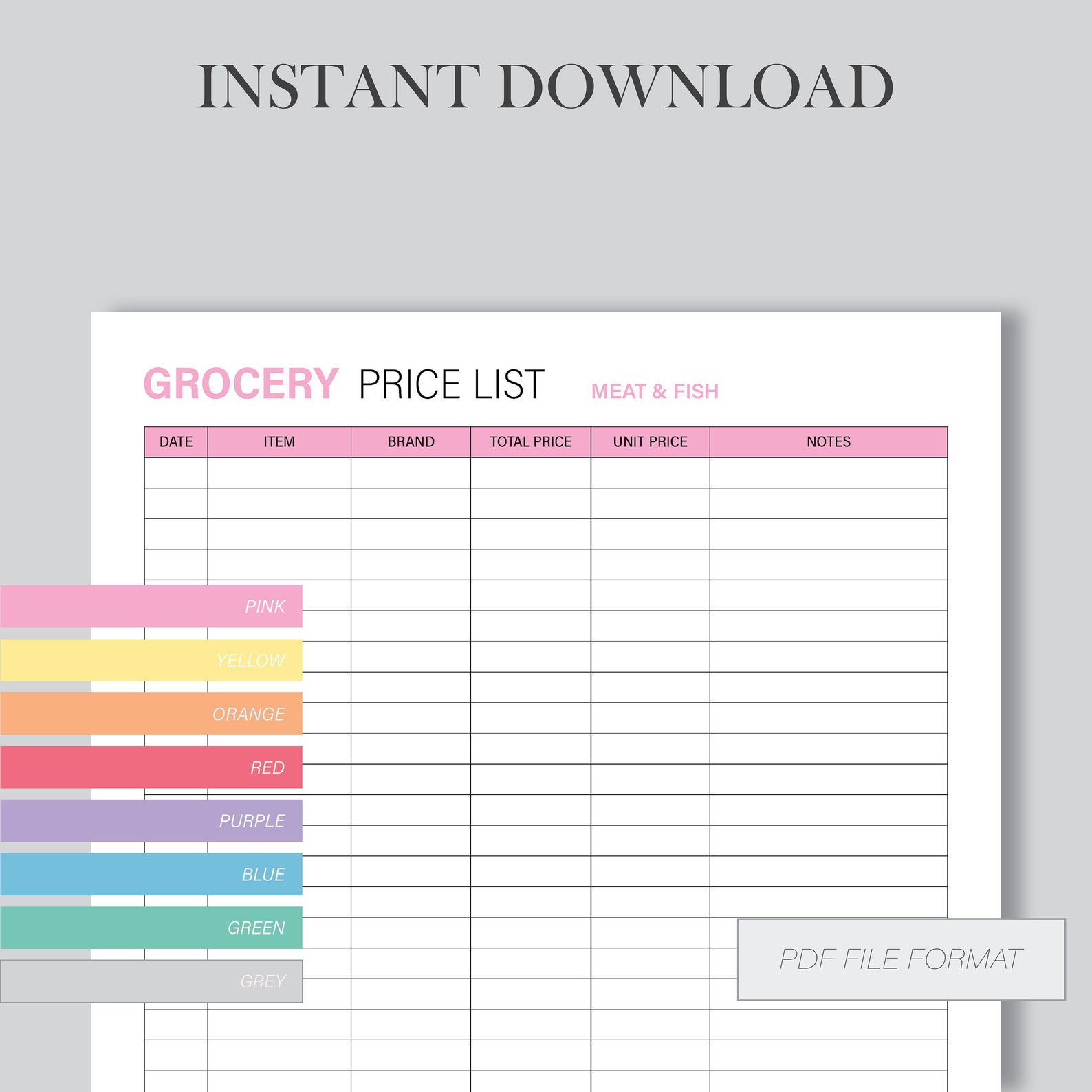Printable Grocery Price List, Budget List, Grocery Budget, Grocery ...