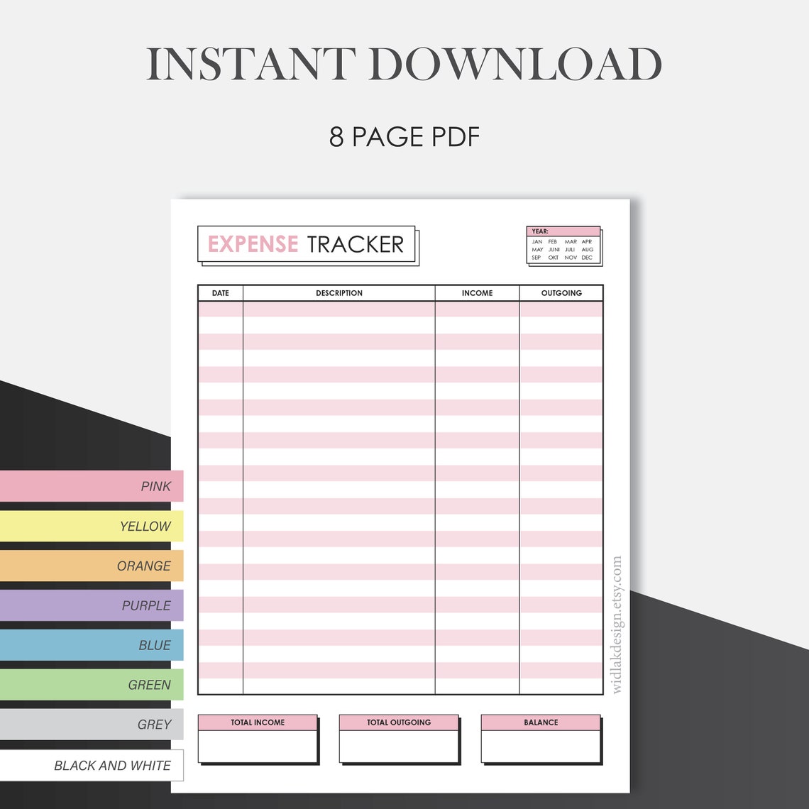 Printable Expense Tracker, Grocery Budget List, Keep Track of Your ...