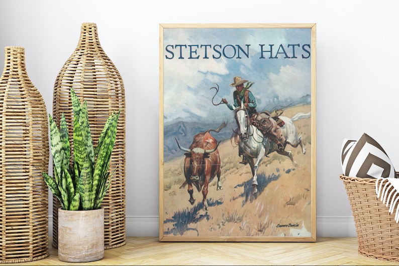 Vintage Cowboy Wall Art | Vintage Stetson Hats Poster | Vintage ...