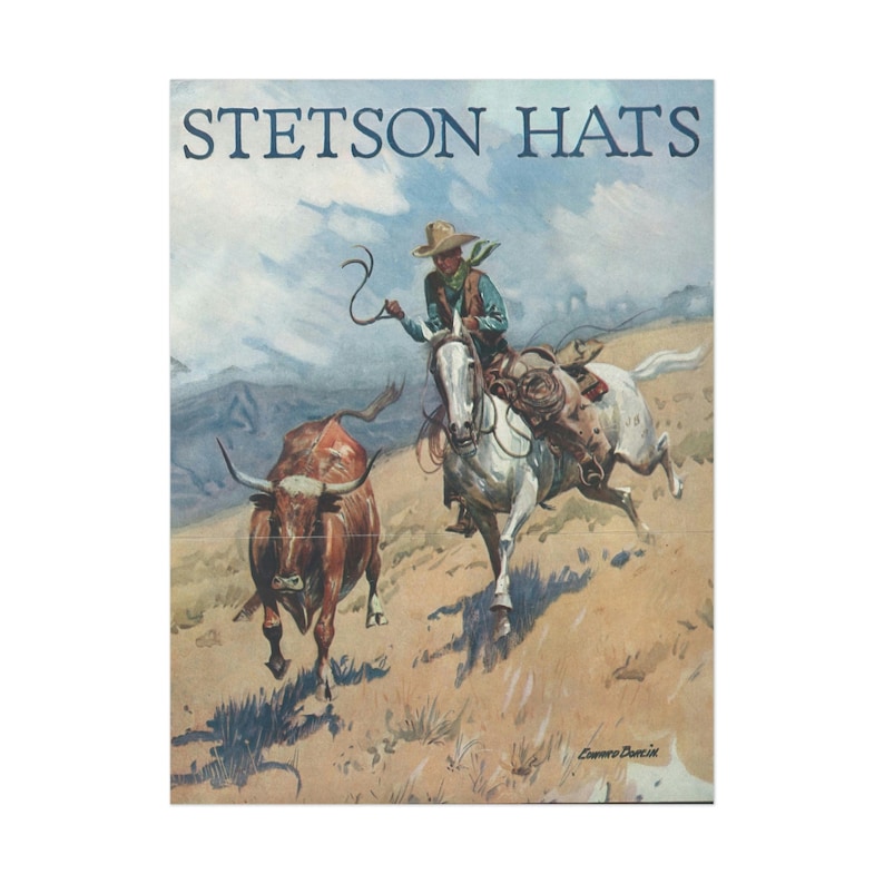 Vintage Cowboy Wall Art | Vintage Stetson Hats Poster | Vintage ...