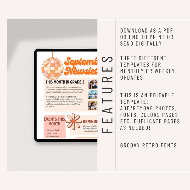 Groovy Retro Classroom Newsletter, Editable Classroom Monthly ...