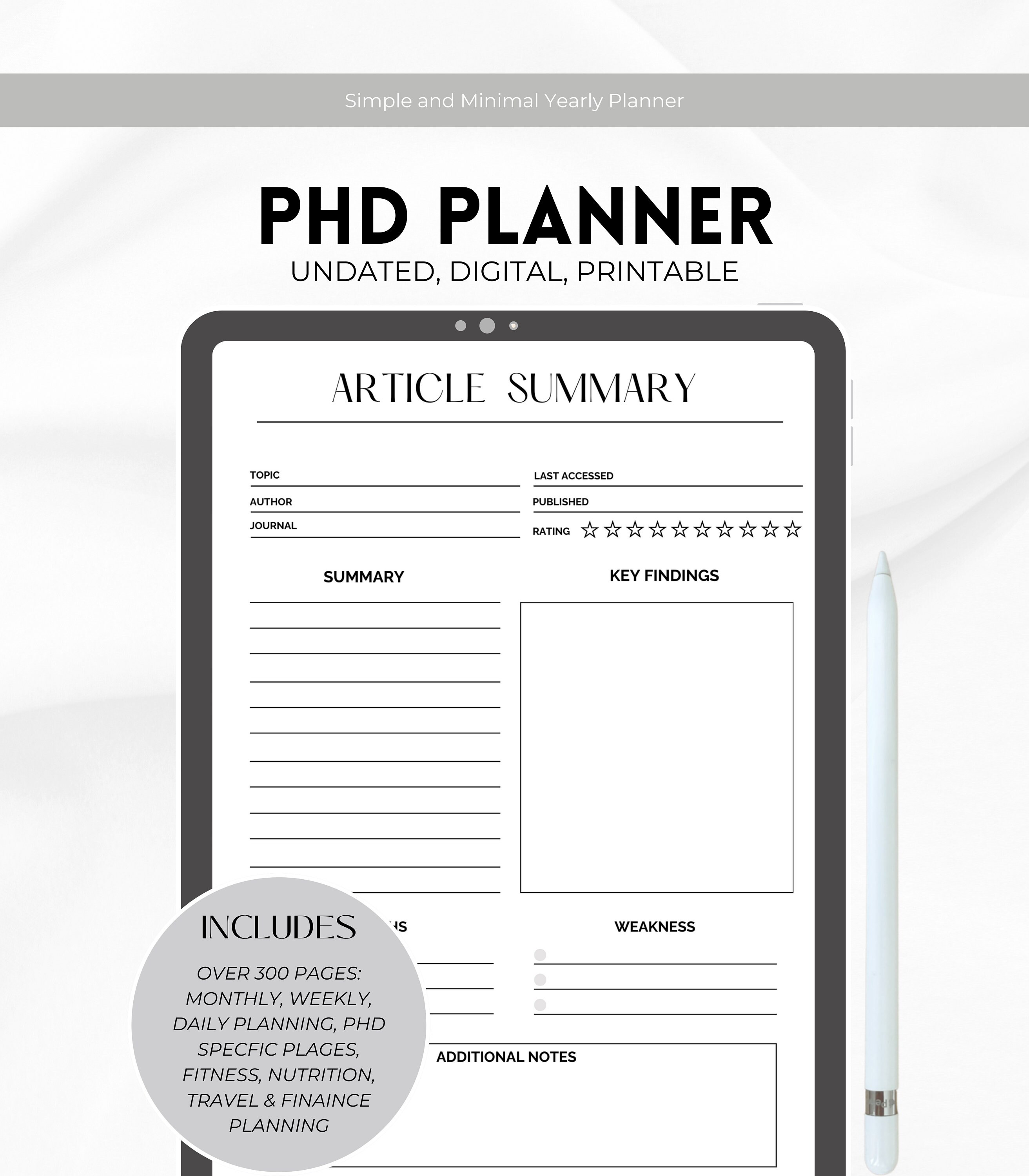 PHD Planner, Ultimate Planner Bundle for Dissertation, Academic Planner ...