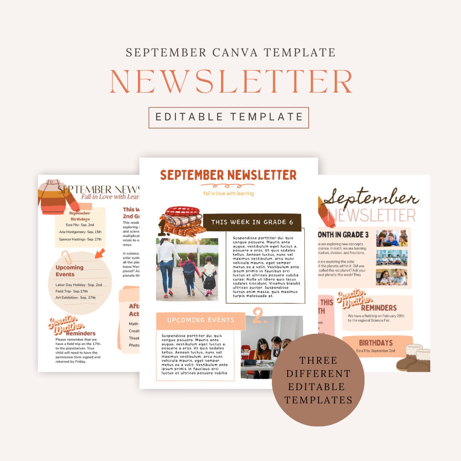 September Newsletter Canva Template, Fall. Classroom Poster, Elementary ...