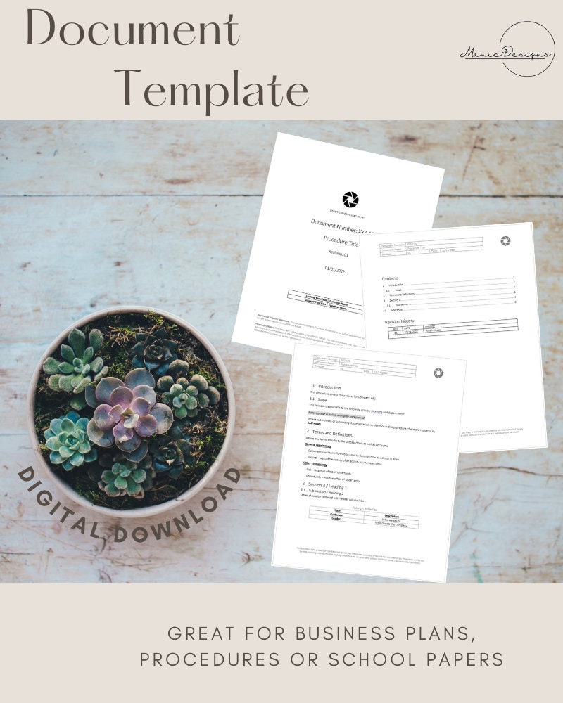 Document Template | Business Plan, Procedure, Document | Digital ...