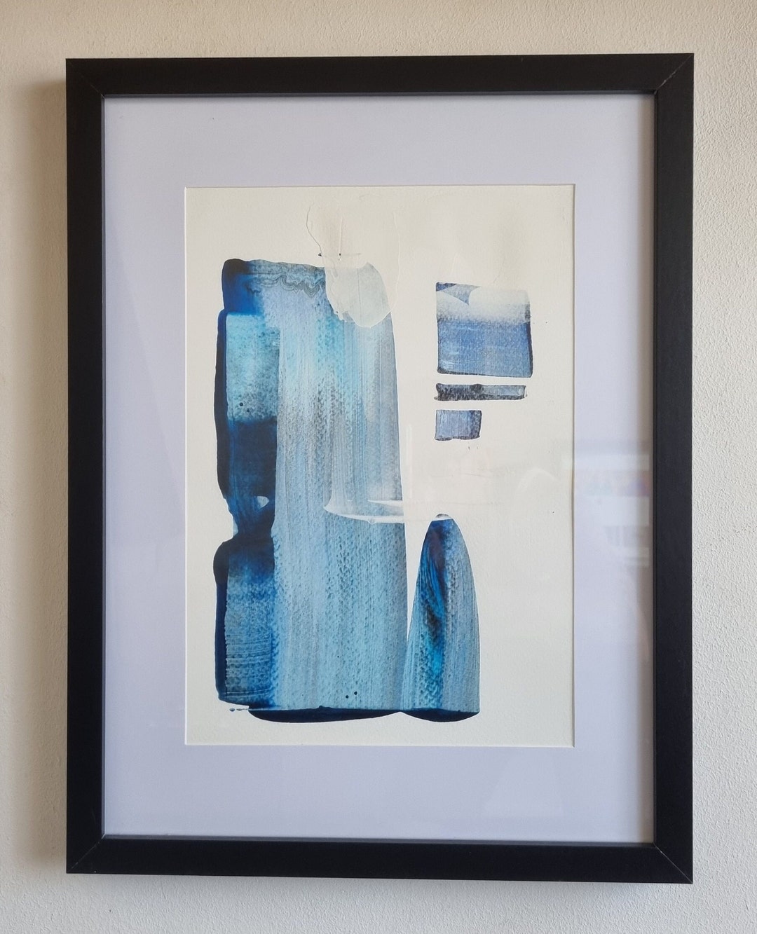 A4 'ocean' Abstract Painting in an A3 Black Wooden Frame - Etsy