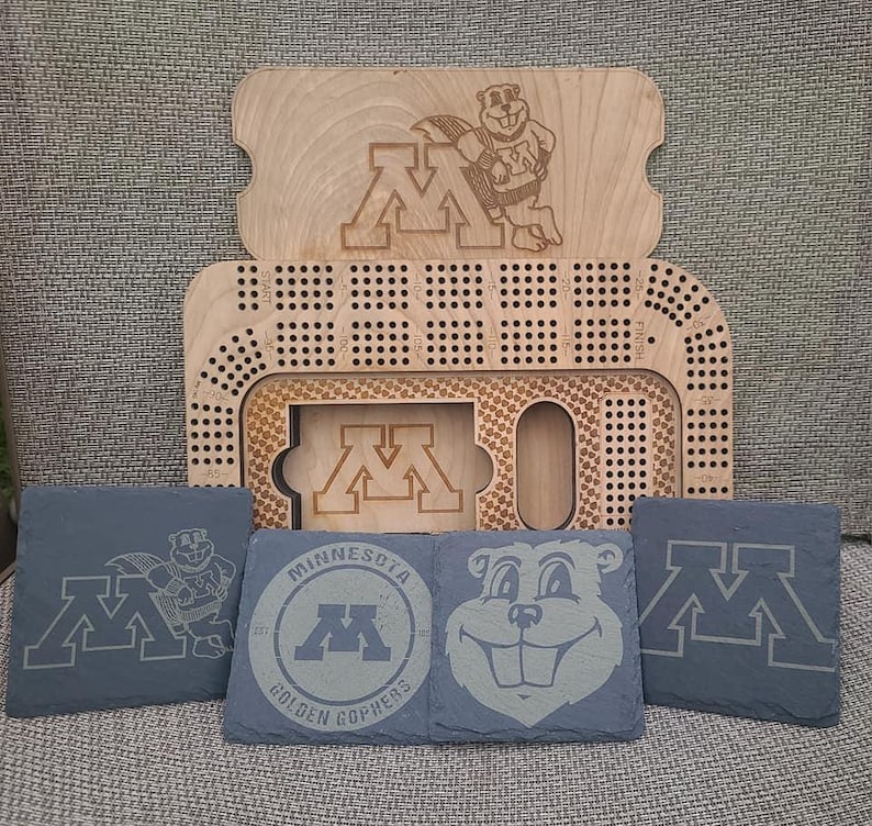 Minnesota Gophers Cribbage Board & Coaster Set - Etsy