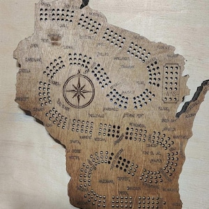 Wisconsin Shape Cribbage Board With Card and Peg Holder - Etsy
