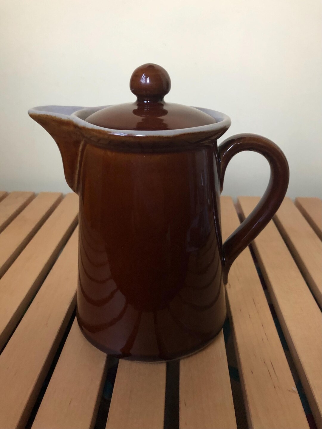 Brown Glazed Pottery Coffee Pot by Bourne - Etsy UK