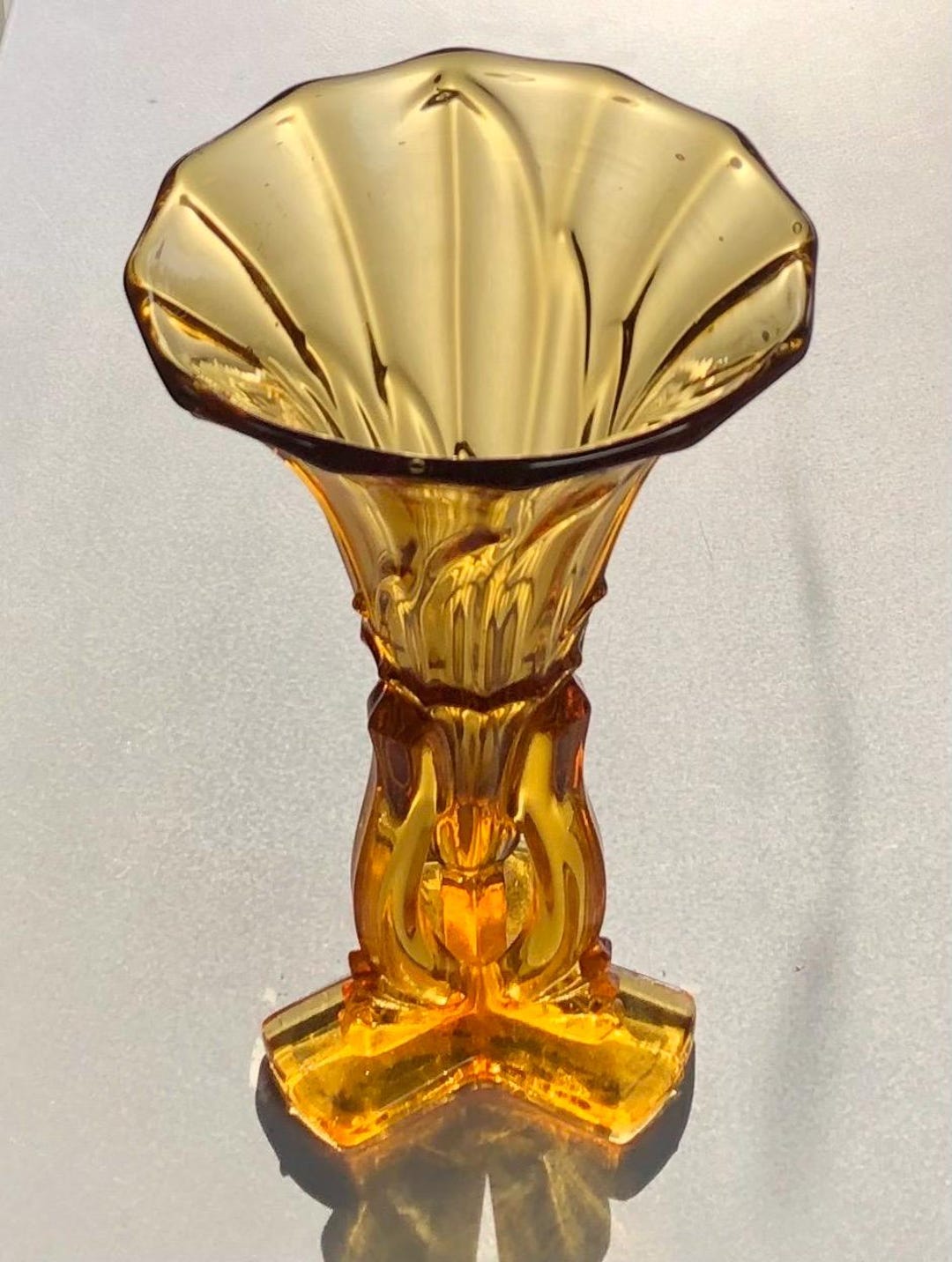 Art Deco Amber Glass Rocket Vase by Libochovice - Etsy