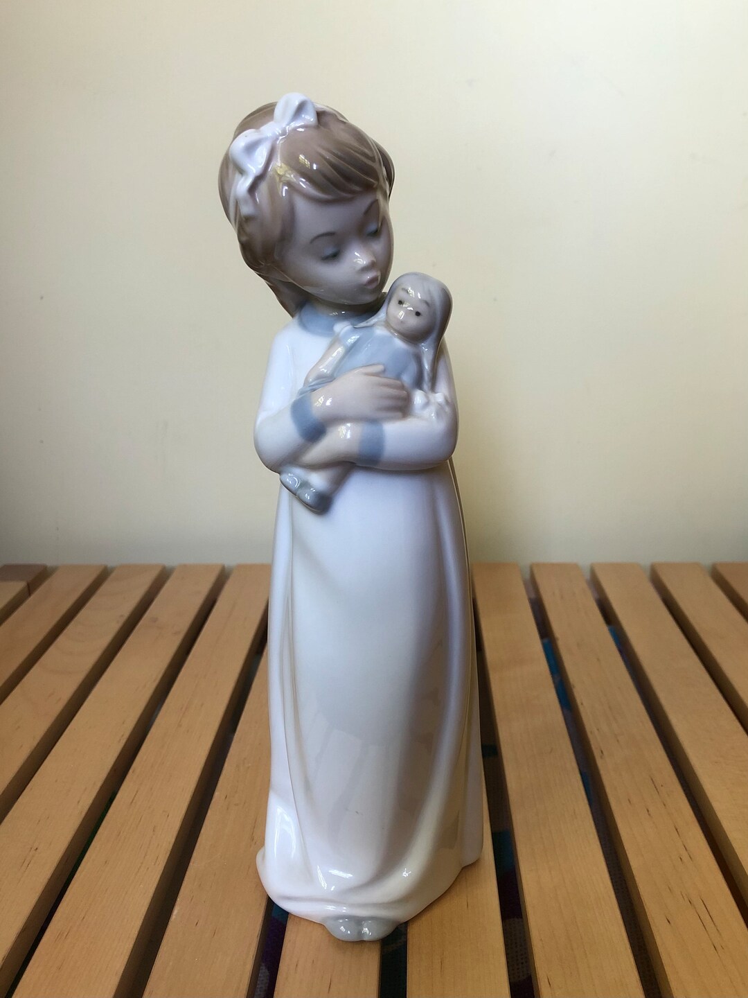 Pastel Coloured Porcelain Figurine of Young Girl With Doll by Zaphir ...