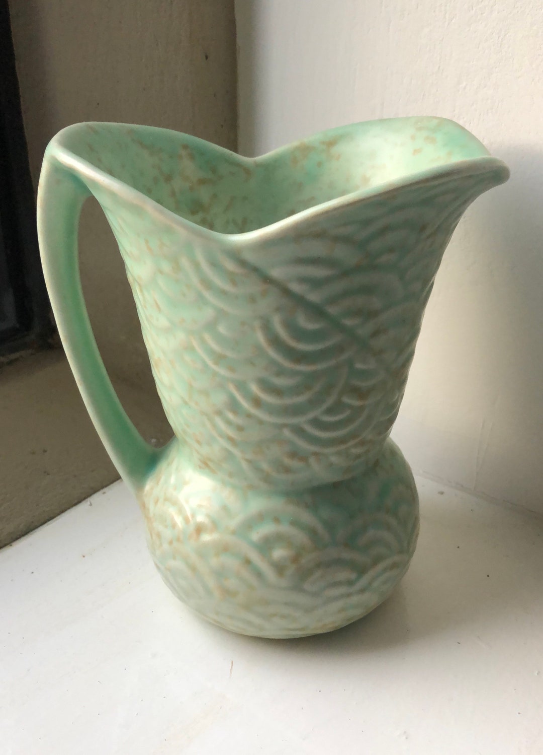Mint Green Fish Scale Pitcher by Shorter & Son - Etsy