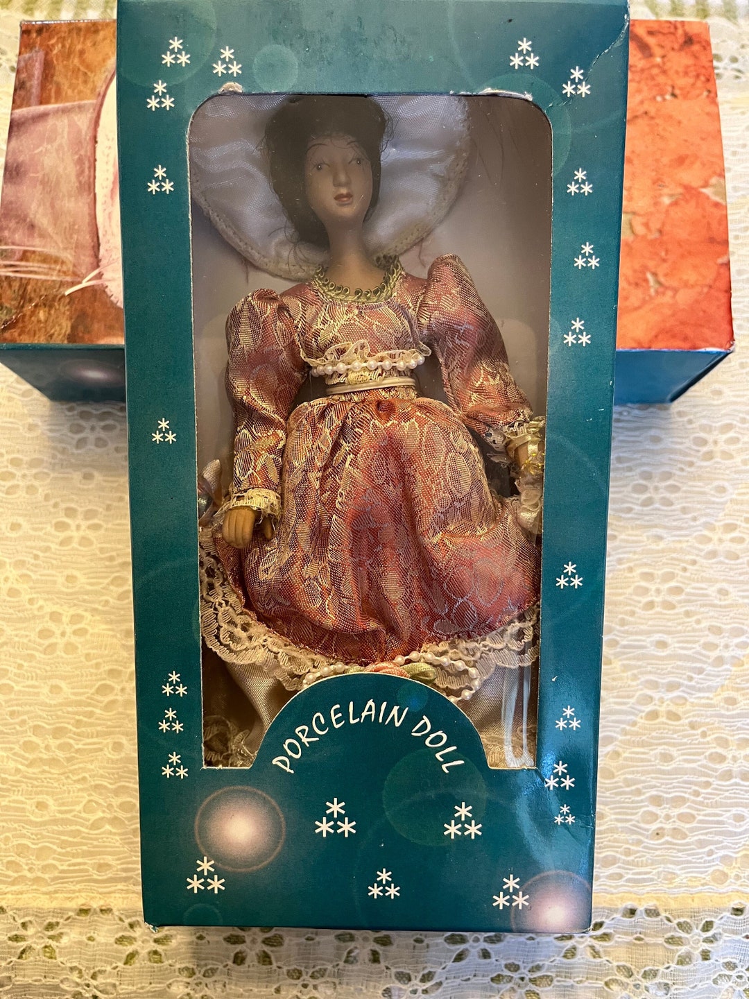 Porcelain Victorian Doll With Stand Midwest Design Imports 7 Inch Dark ...