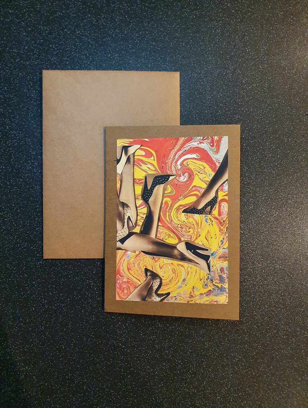 Blank "legs" Collage & Marbled Card - Etsy
