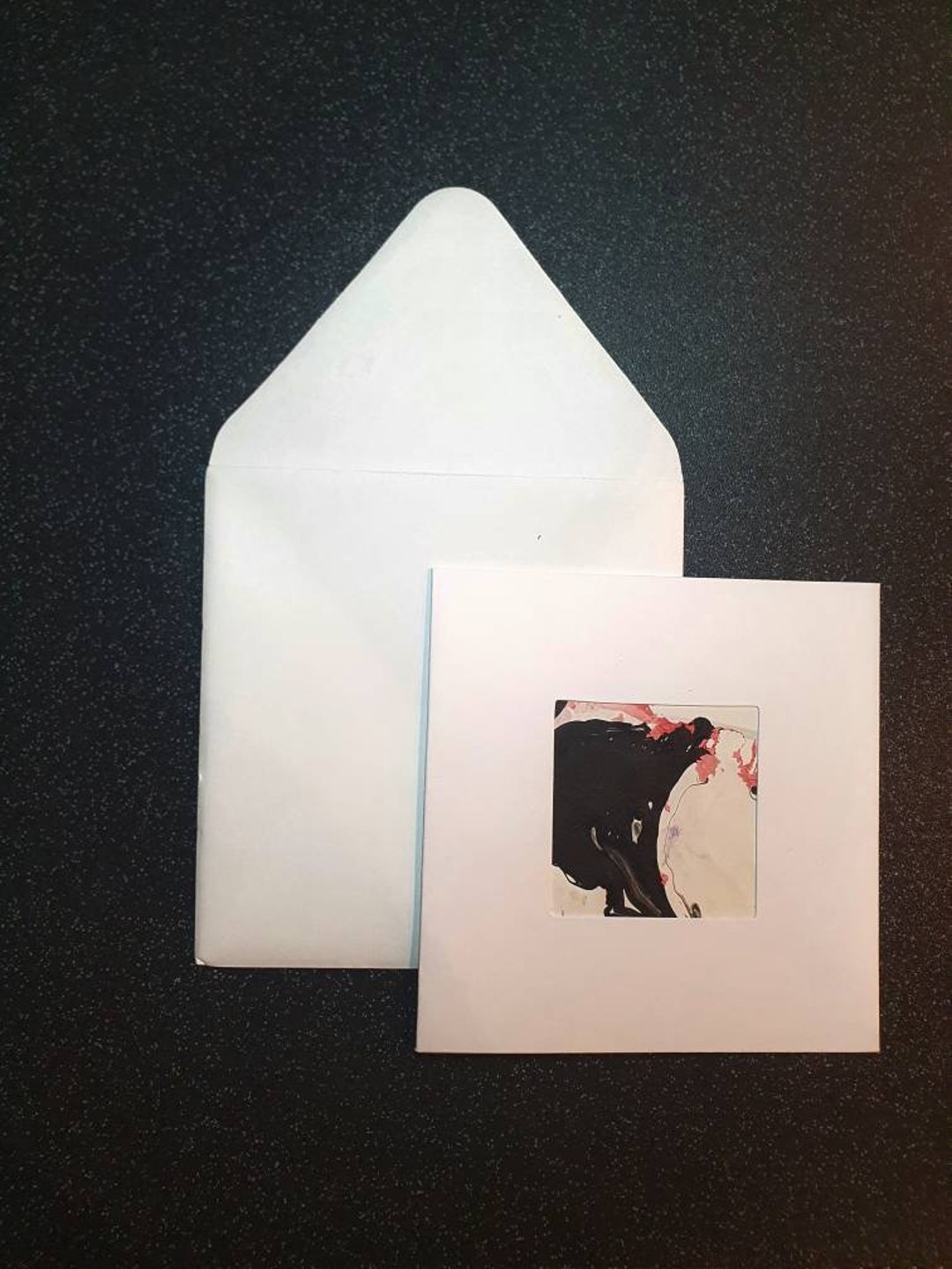 Blank Black, White and Red Aperture Card With Marbled Pattern - Etsy