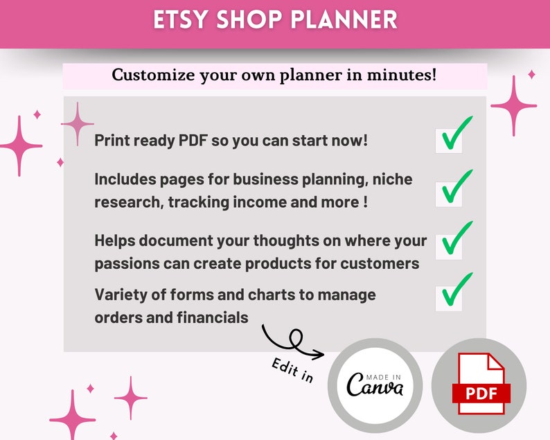 Etsy Shop Planner 40 Pages, Online Shop Planner, Etsy Seller Planner ...