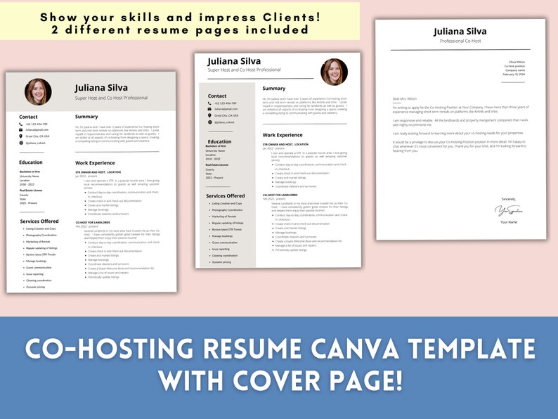Airbnb Co-host Resume Template STR Cohost Resume Vacation Rental ...