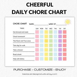 Editable Chore Charts, Printable Canva Family and Kids Chore Chart ...