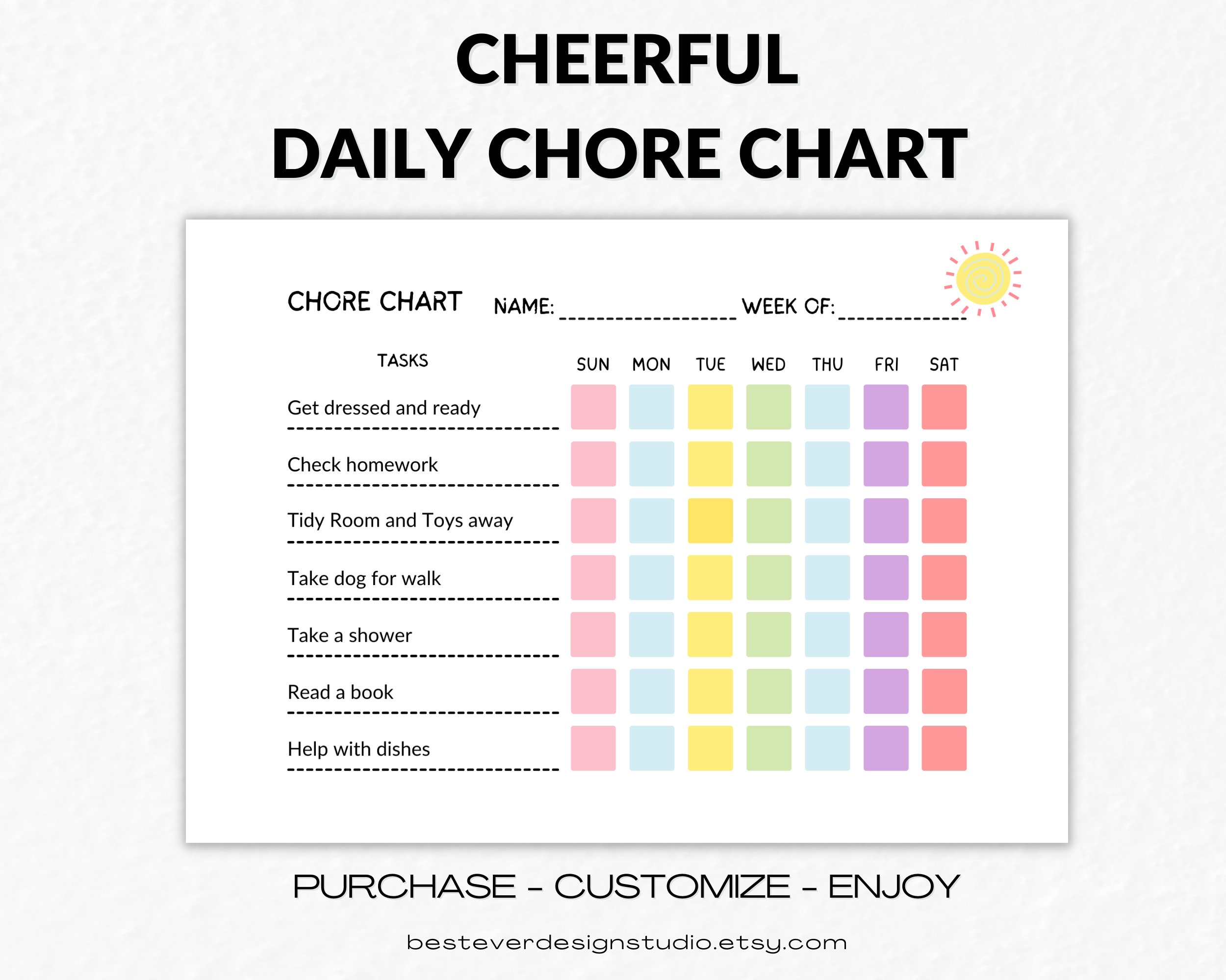 Editable Chore Charts, Printable Canva Family and Kids Chore Chart ...