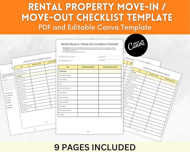 Rental Inspection Checklist, Editable Rental Property Checklist for ...