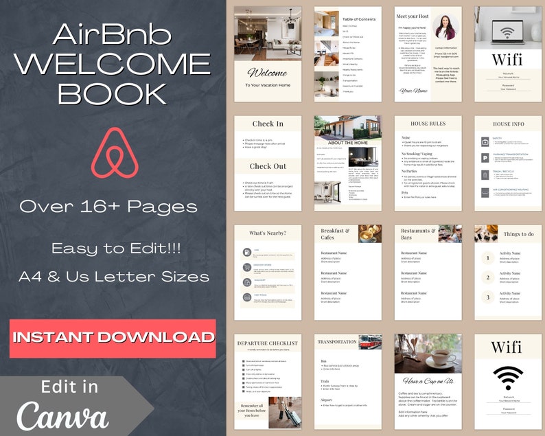 Airbnb Welcome Book Template Vacation Rental Welcome Book - Etsy