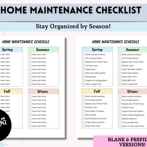 Home Maintenance Checklist, Printable Home Maintenance Planner ...