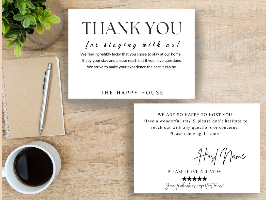 Airbnb Host Thank You Card Template With Review Request | Editable STR ...