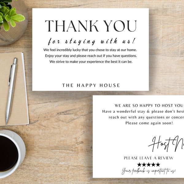 Airbnb Thank You Note - Etsy