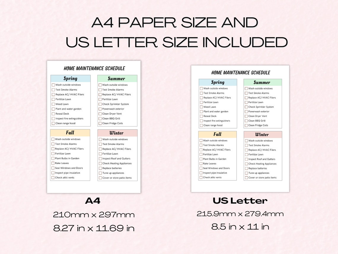 Home Maintenance Checklist, Printable Home Maintenance Planner ...