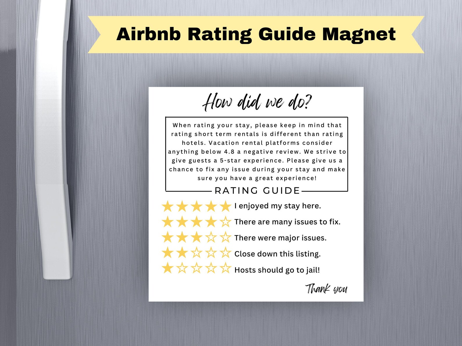 Airbnb Review Magnets | How Did We Do Review Magnet? | Review Reminder ...