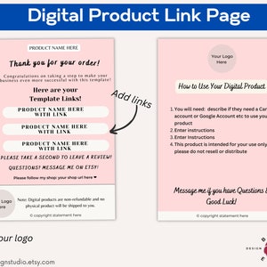 Download Link Page Template Digital Download Instructions Template ...