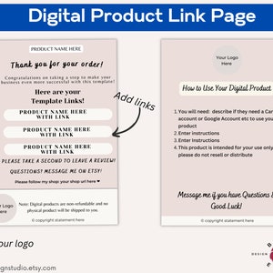 Download Link Page Template Digital Download Instructions Template ...