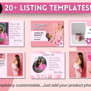 PINK Etsy Shop Kit Bright Etsy Branding Kit Editable Pink Shop Branding ...