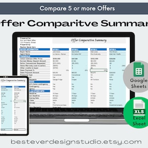 Multiple Offer Spreadsheet for Excel & Google Sheets | Multiple Offer ...