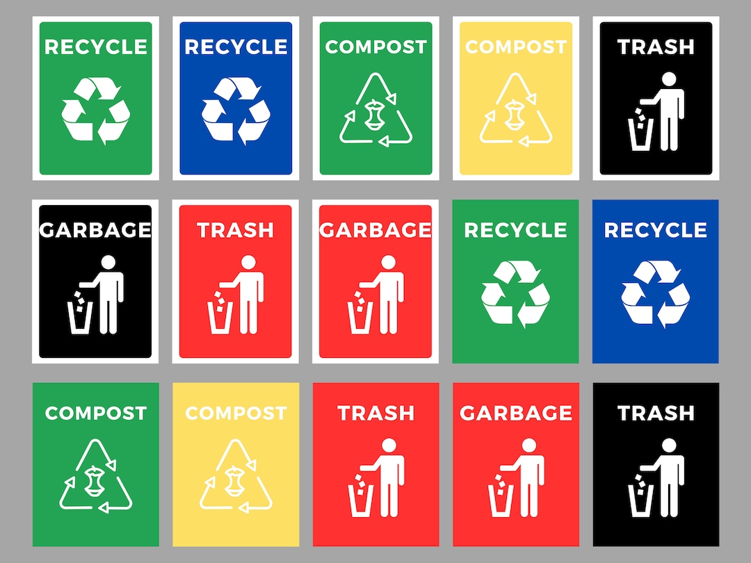 Trash Sign Bundle| Garbage Recycling Compost Posters| Printable Trash ...