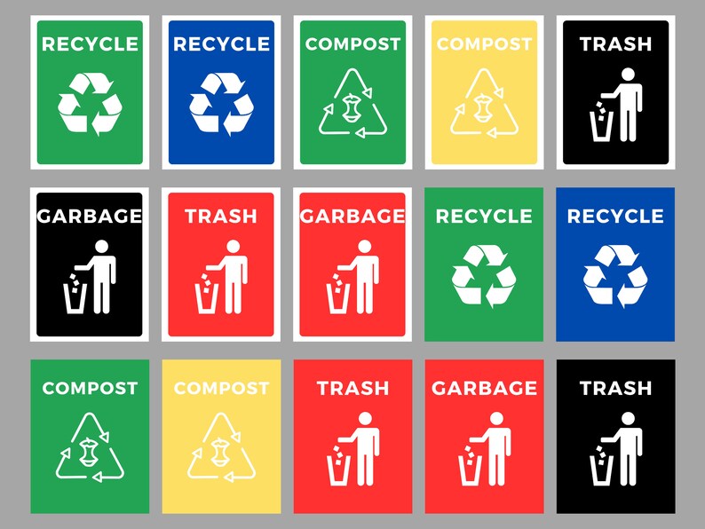 Trash Sign Printable Bundle| Garbage Recycling Compost Posters ...