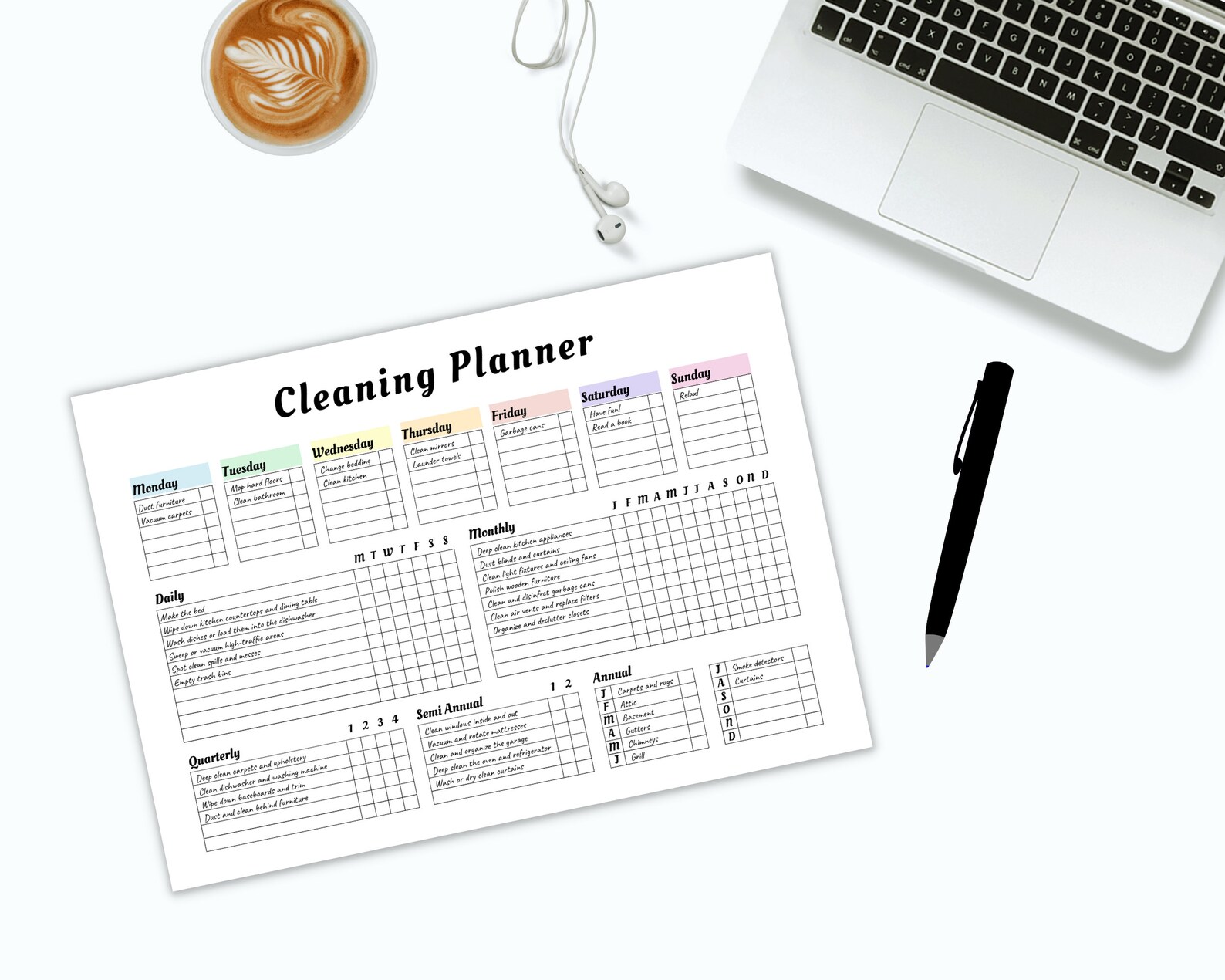Editable Cleaning Schedule, Daily Weekly Yearly Home Cleaning Checklist ...
