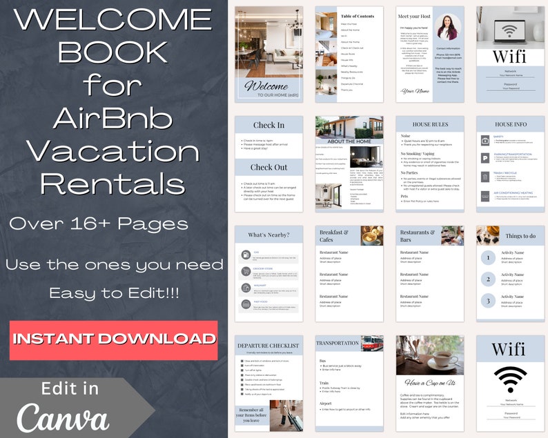 Airbnb Welcome Book Template | Airbnb Guidebook |STR House Manual ...
