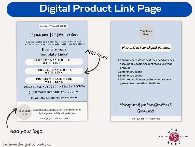 Digital Download Link Page Template | Canva Download Guide for Digital ...
