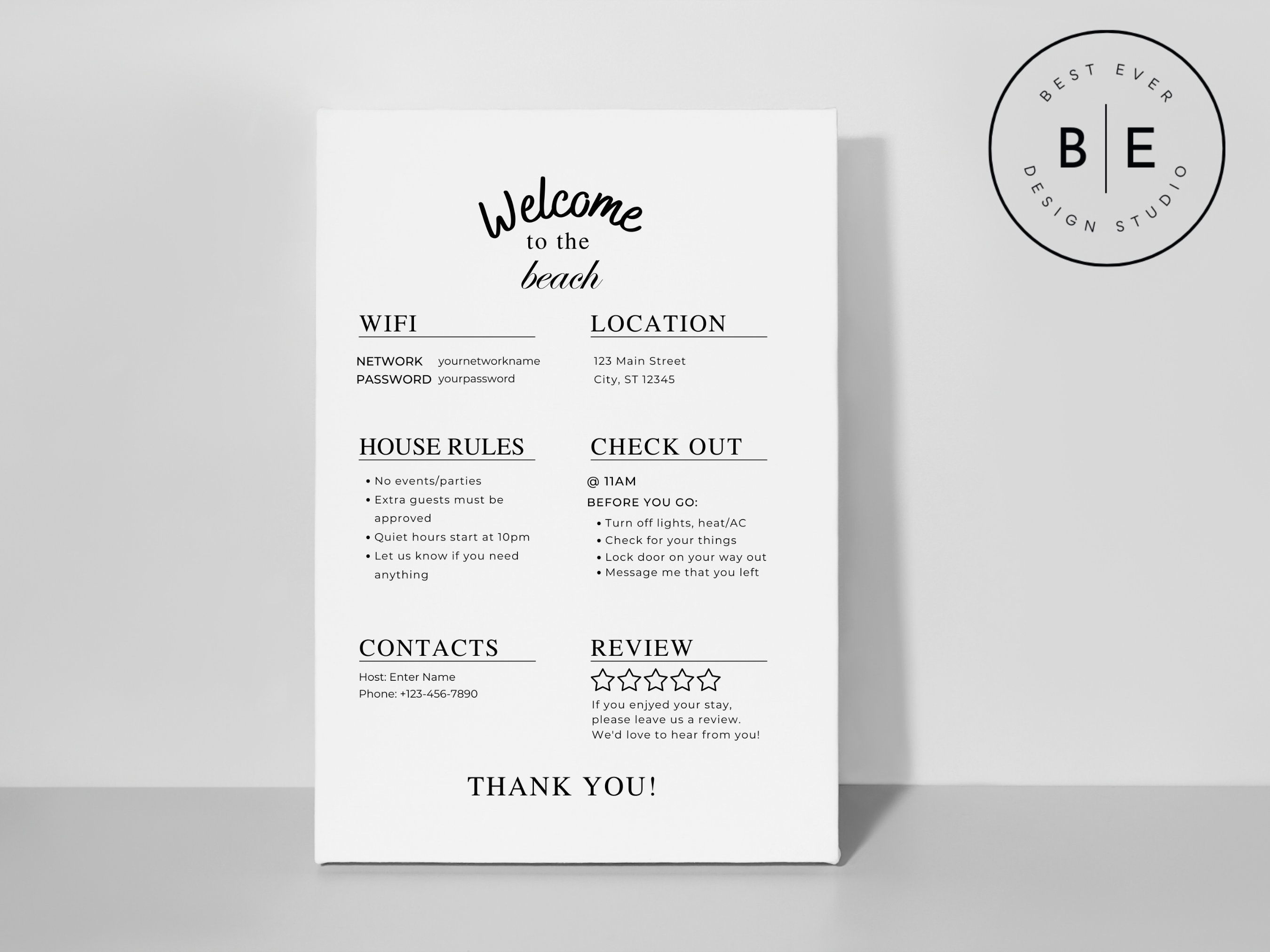 Beach House Welcome Sign, Vacation Rental Editable Template, Printable ...