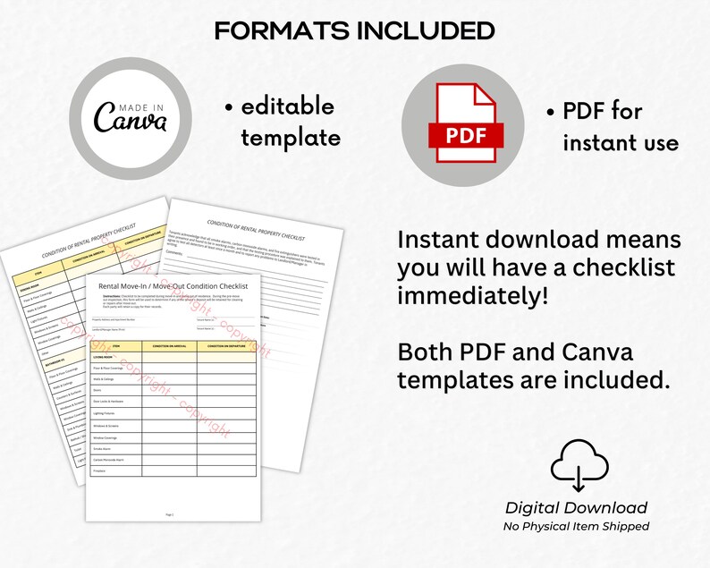 Rental Inspection Checklist, Editable Rental Property Checklist for ...