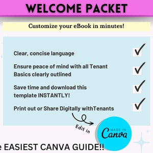 Tenant Welcome Guide Template| Tenant Welcome Packet Canva Download for ...