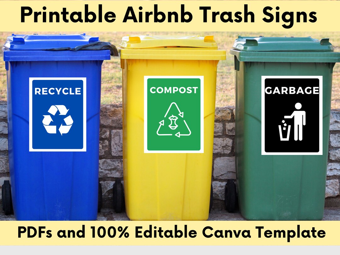 Airbnb Printable Trash Sign Bundle Garbage Recycling Compost - Etsy