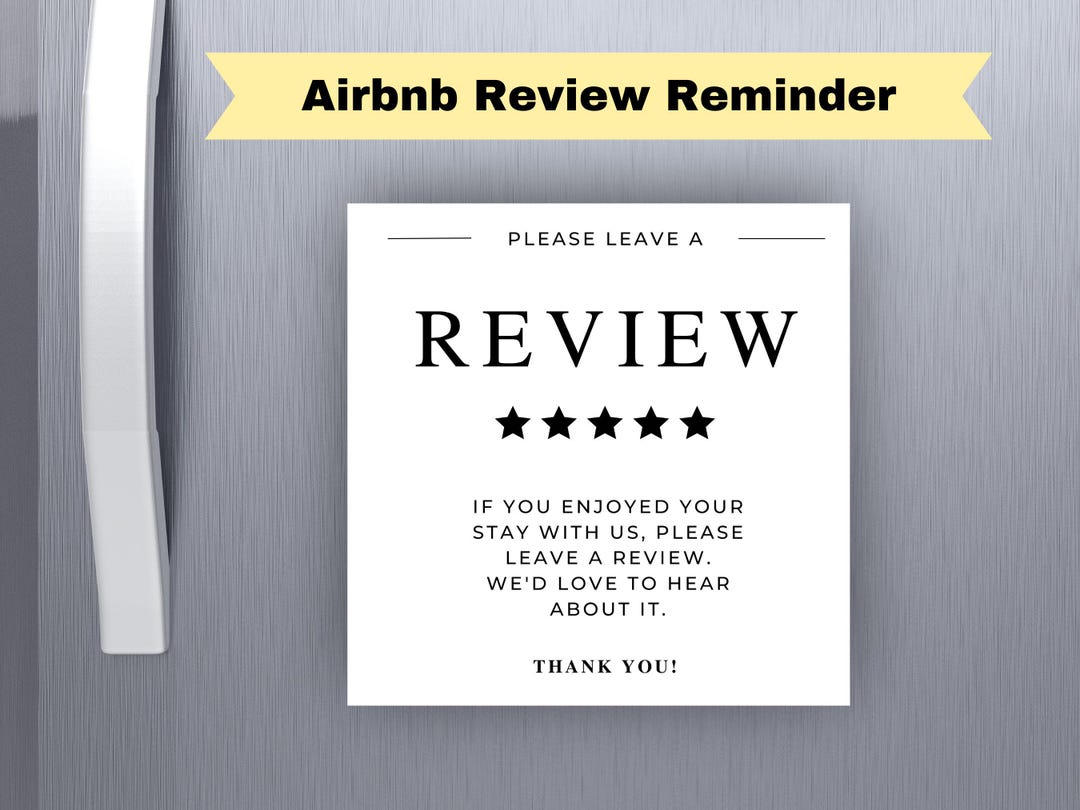 Review Reminder Magnet for Vacation Rental Homes | 5-star Review Magnet ...