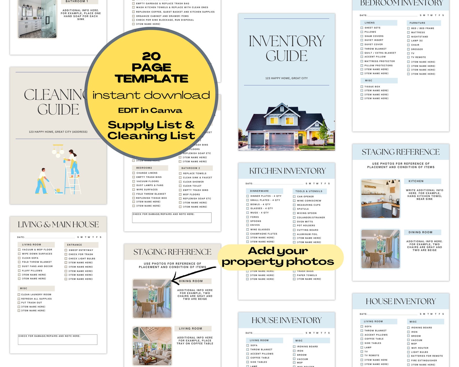 Airbnb Checklist Template Bundle Inventory List Cleaning Printable ...