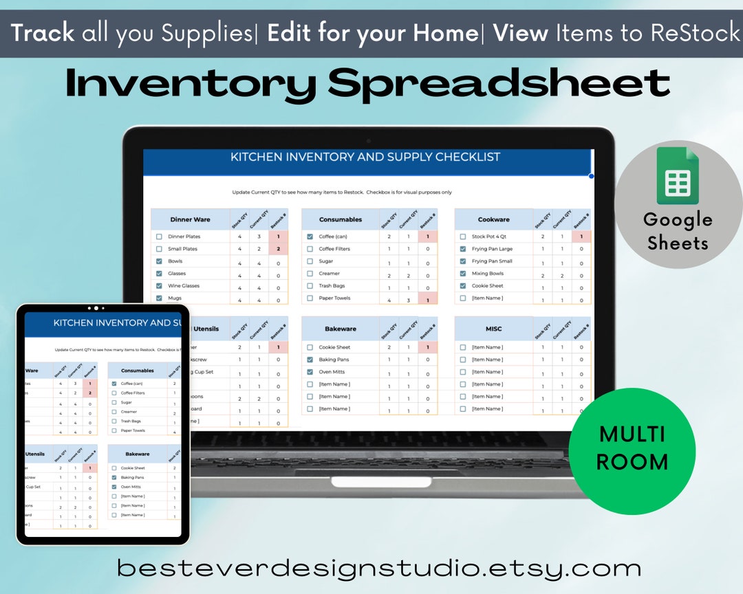 Easy Airbnb Inventory Spreadsheet| Supplies Spreadsheet for Vacation ...