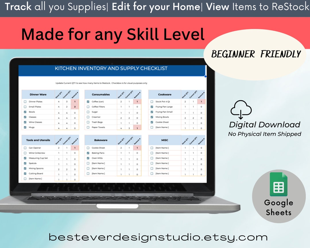 Easy Airbnb Inventory Spreadsheet| Supplies Spreadsheet for Vacation ...