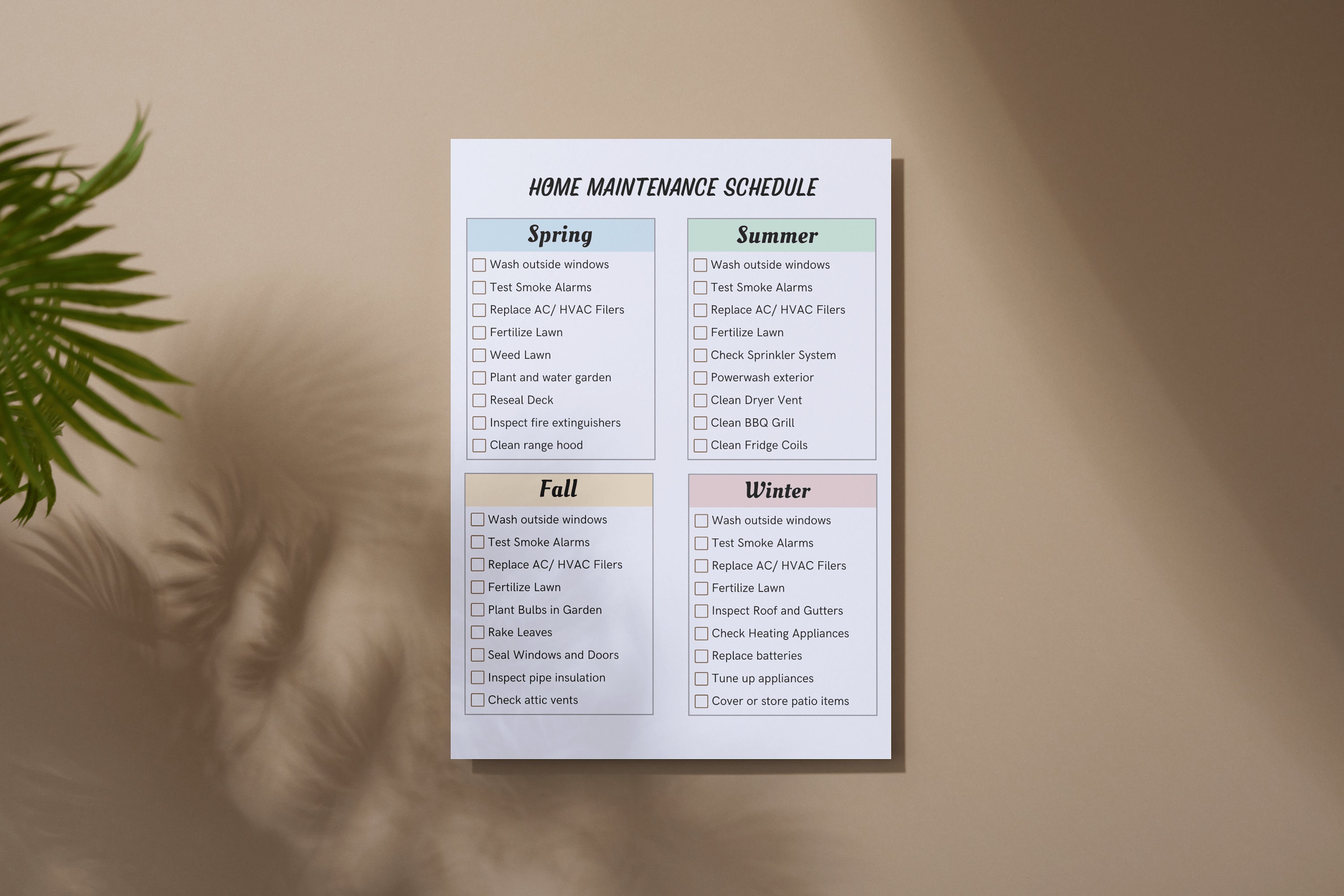 Home Maintenance Checklist, Printable Home Maintenance Planner ...