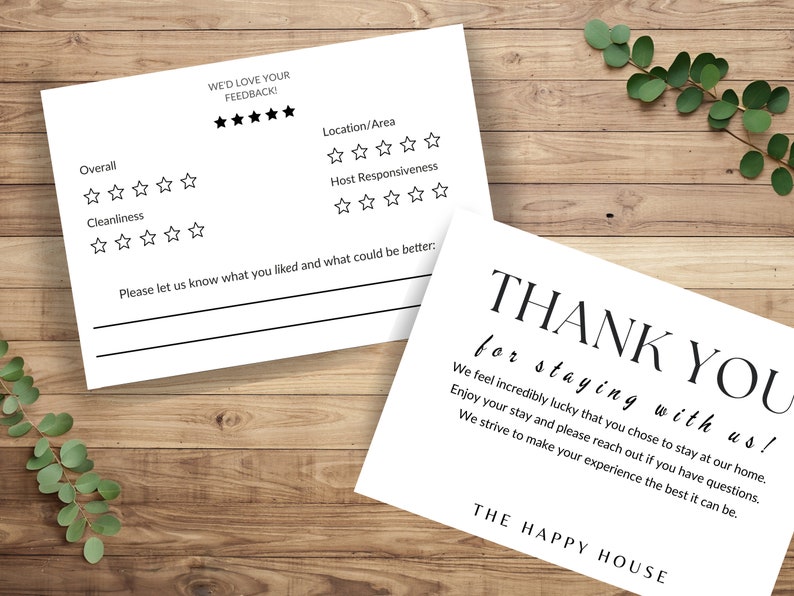 Airbnb Host Thank You Card Template With Review Request | Editable STR ...