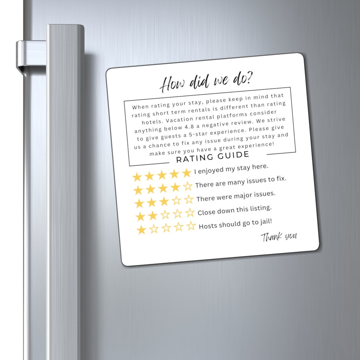 Airbnb Review Magnets | How Did We Do Review Magnet? | Review Reminder ...